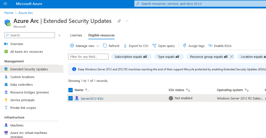 Extended Security Updates for Windows Server 2012
